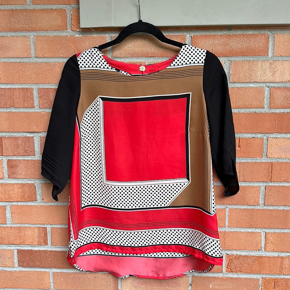 Mng Collection Graphic Satin Blouse - Gem